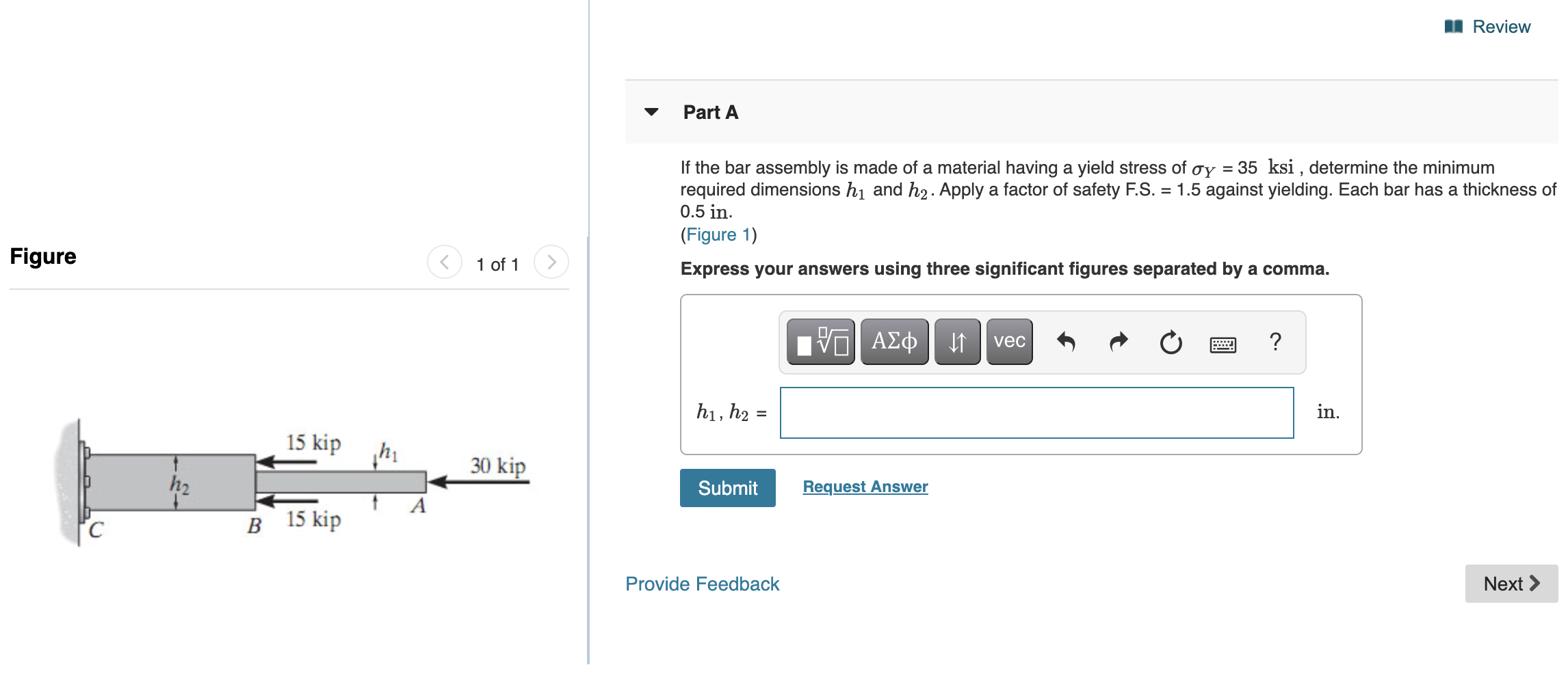 Solved I Review Part A If the bar assembly is made of a | Chegg.com