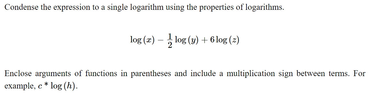 Solved Condense the expression to a single logarithm using | Chegg.com
