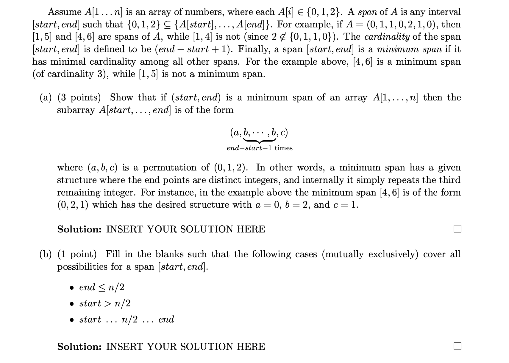 Solved Assume A[1…n] is an array of numbers, where each | Chegg.com