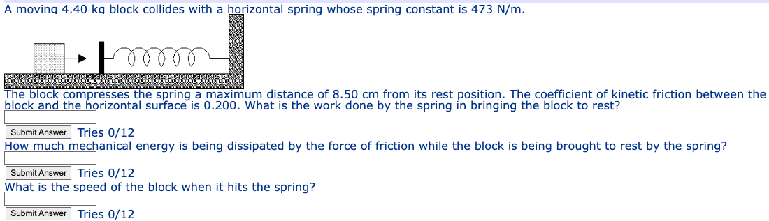 Solved A movina 4.40kq block collides with a horizontal | Chegg.com
