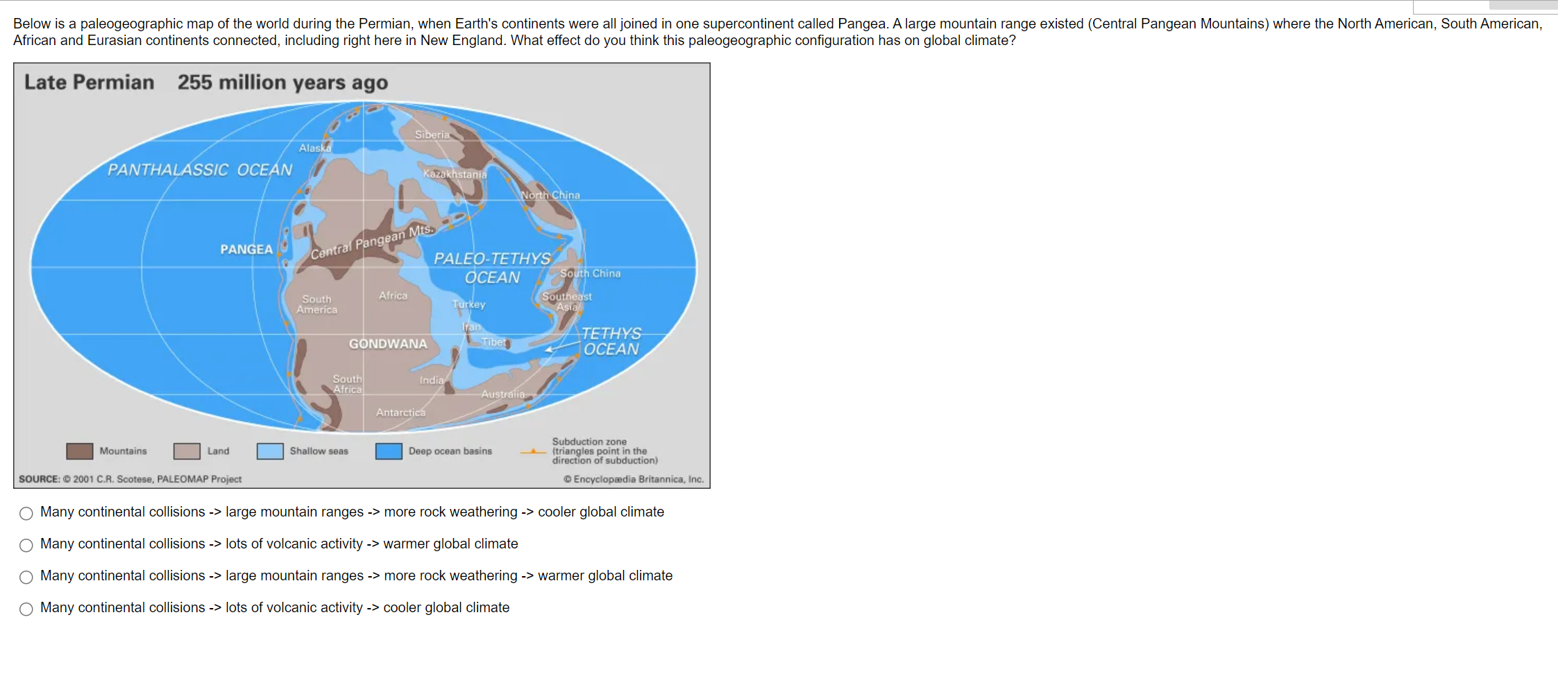 Solved Below is a paleogeographic map of the world | Chegg.com
