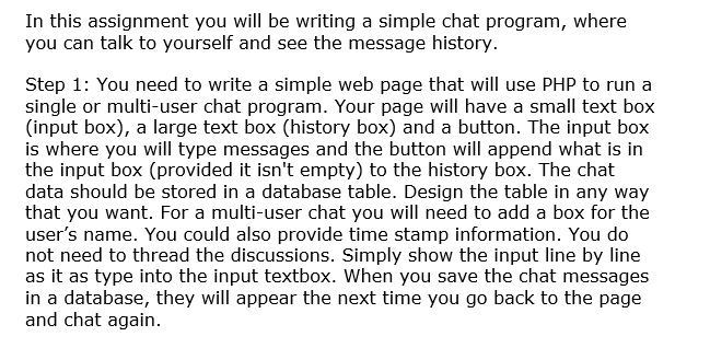 Solved In this assignment you will be writing a simple chat | Chegg.com