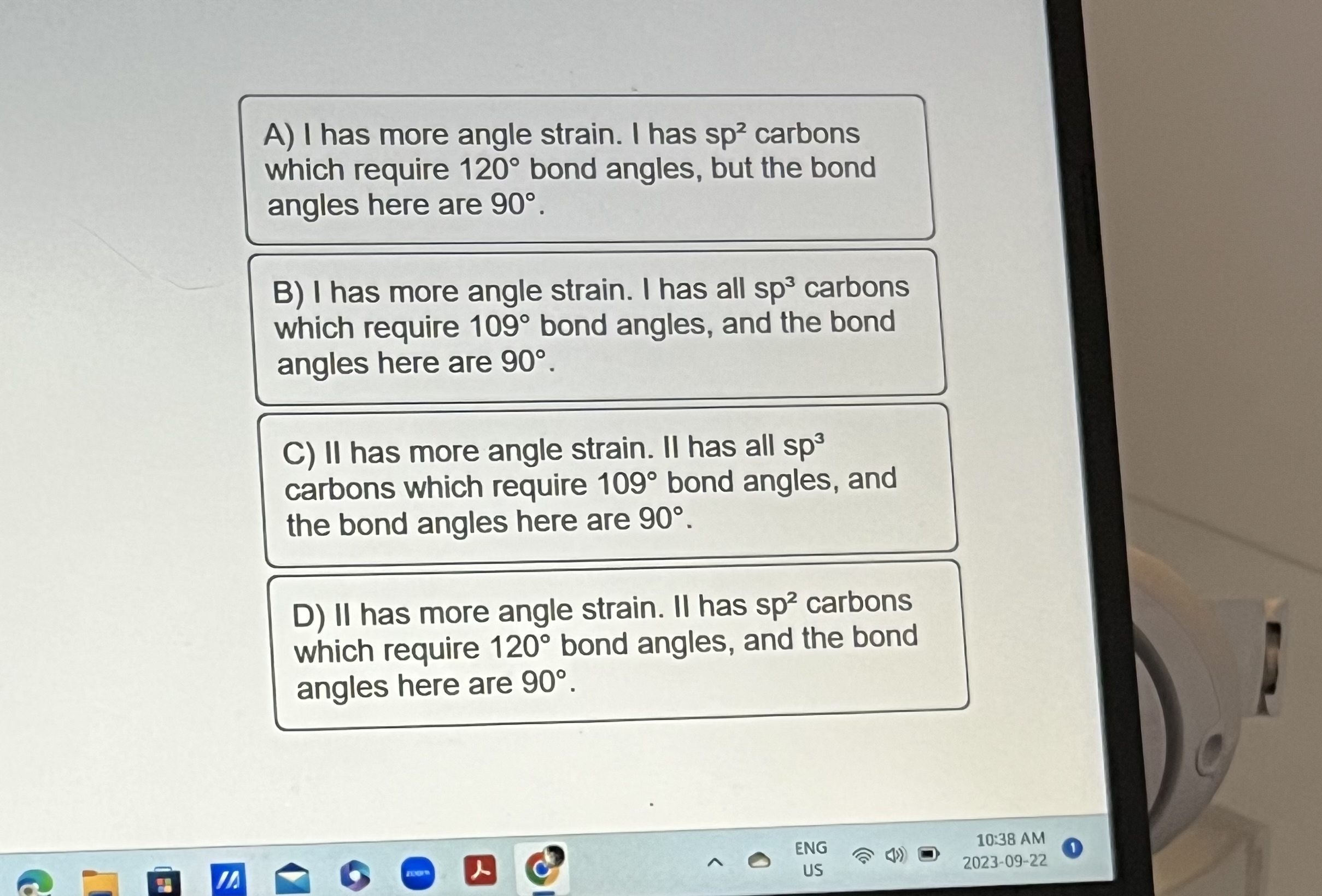 Solved Select the ring that has the most angle strain (ring | Chegg.com