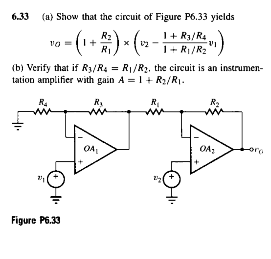 Solved 6.33 (a) Show that the circuit of Figure P6.33 yields | Chegg.com
