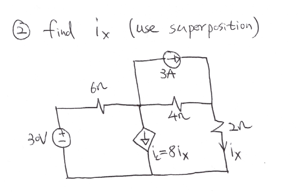 Solved find ix (use superposition) ЗА for 4 24 30V / (=8ix | Chegg.com