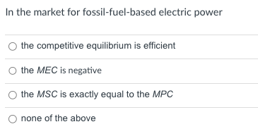 Solved In the market for fossil-fuel-based electric power | Chegg.com