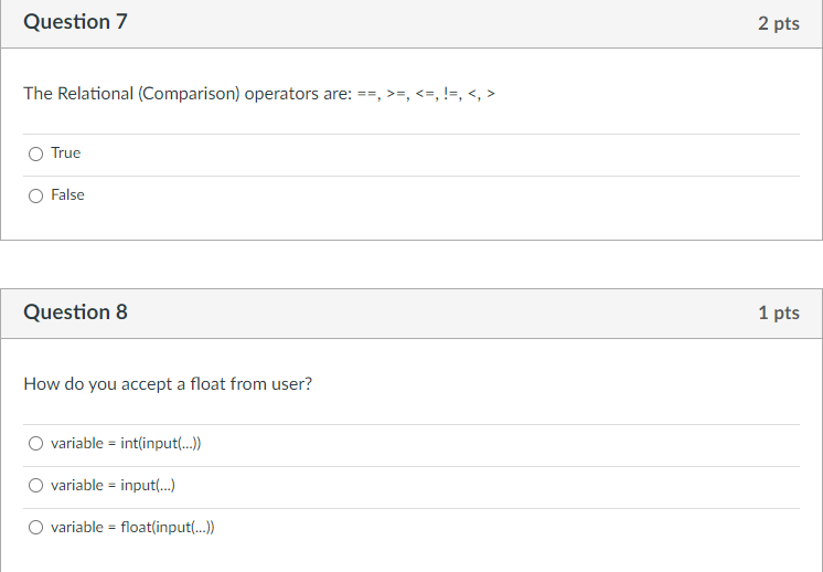 Solved Question 7 2 pts The Relational (Comparison) | Chegg.com
