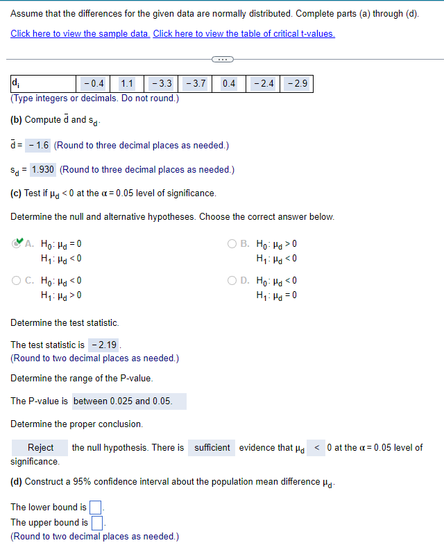 Solved Assume that the differences for the given data are | Chegg.com