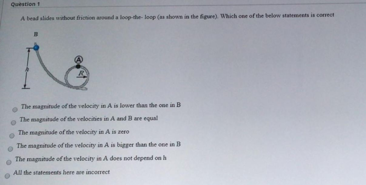 Solved Question 1 A bead slides without friction around a | Chegg.com