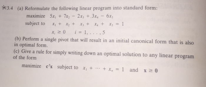 Solved Reformulate The Following Linear Program Into 1923