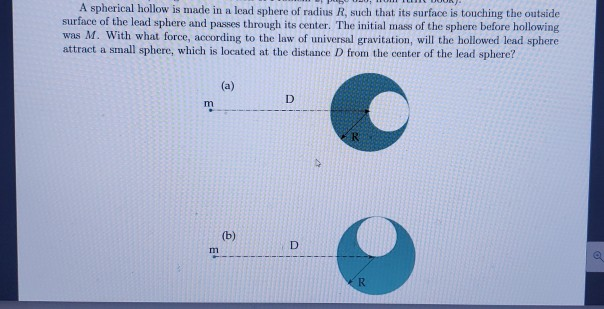 Solved A spherical hollow is made in a lead sphere of radius | Chegg.com