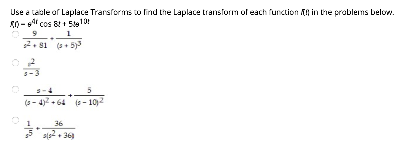Solved Using a table of Laplace transforms, find the Laplace | Chegg.com