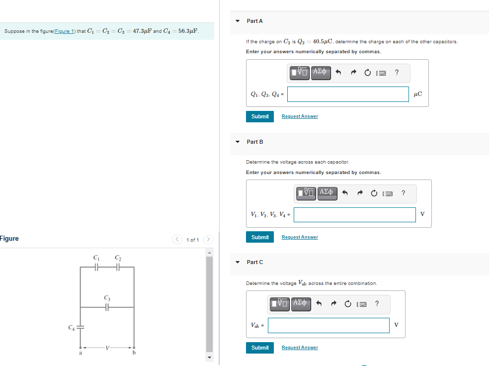 Solved Suppose in the figure(Figure 1) that C1=C2=C3=47.3μF | Chegg.com
