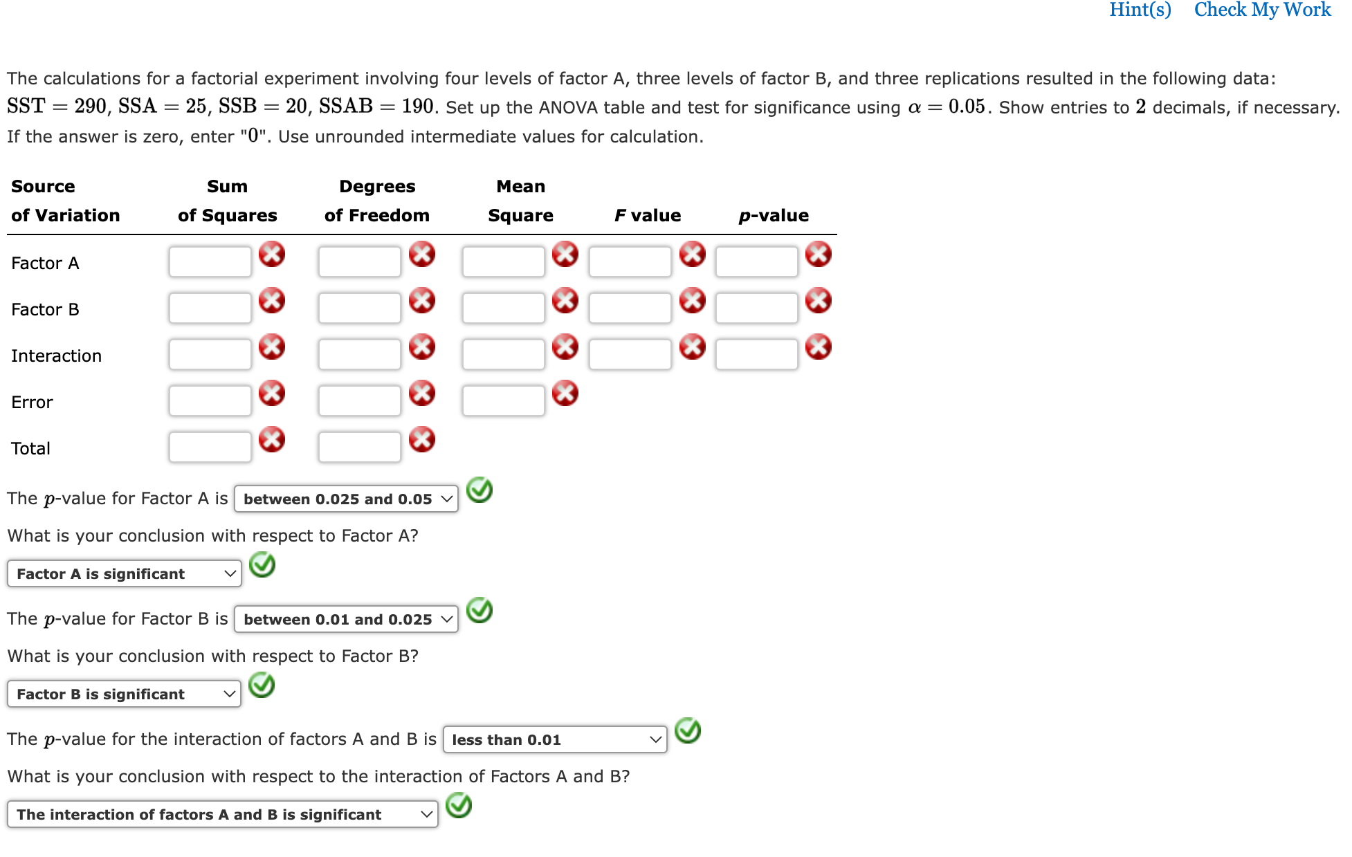 Solved The calculations for a factorial experiment involving | Chegg.com Solved The calculations for a factorial experiment involving | Chegg.com