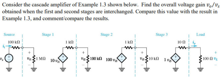 Solved Consider the cascade amplifier of Example 1.3 shown | Chegg.com