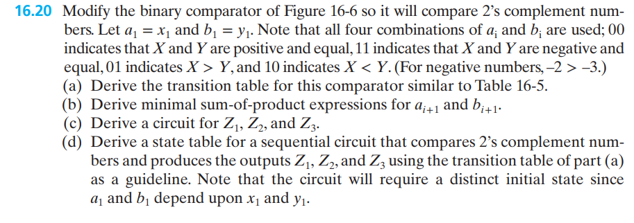 Solved 16.20 Modify the binary comparator of Figure 16-6 so | Chegg.com