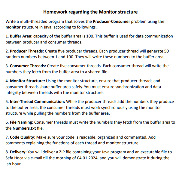 Solved task regarding the Monitor structure Write a | Chegg.com
