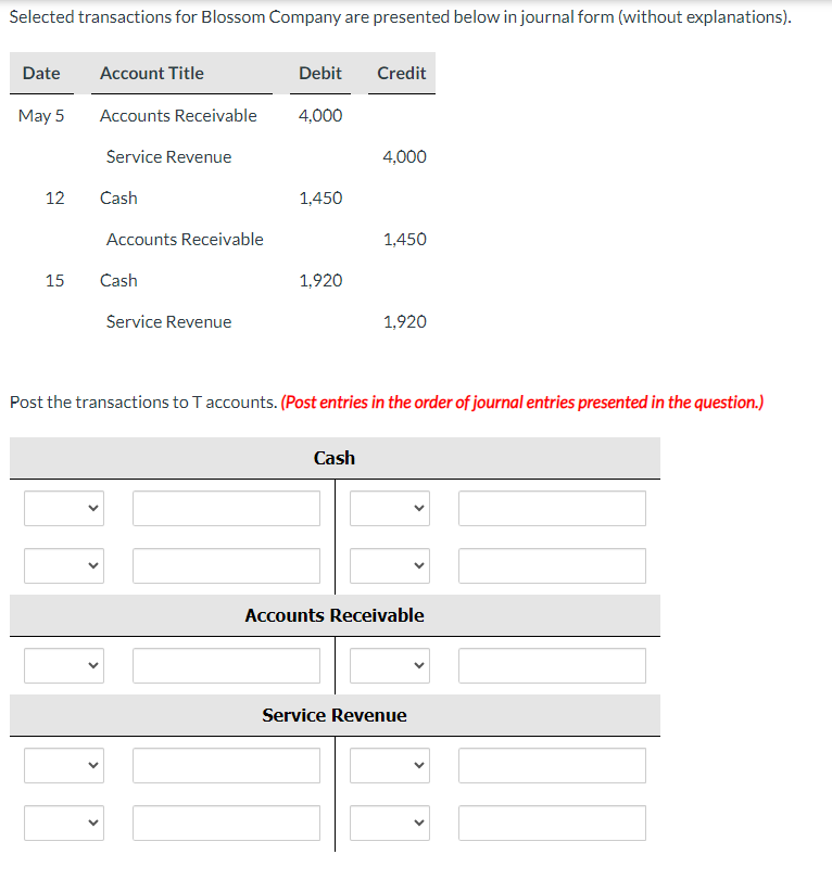 Solved Selected transactions for Blossom Company are | Chegg.com