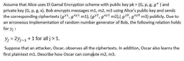Solved Assume that Alice uses El Gamal Encryption scheme | Chegg.com