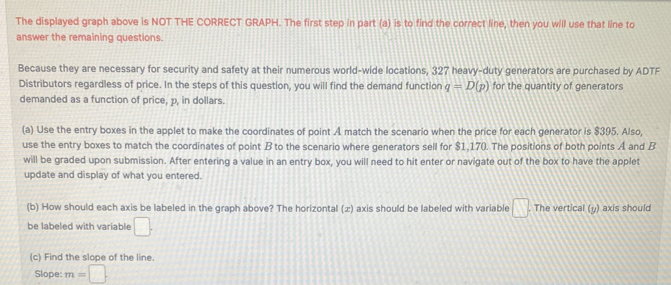 The displayed graph above is NOT THE CORRECT GRAPH. | Chegg.com