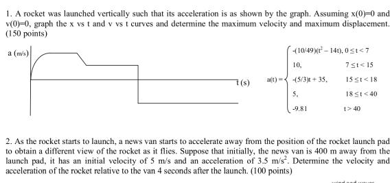 Solved 1. A rocket was launched vertically such that its | Chegg.com