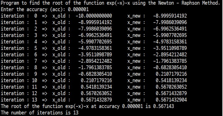 Solved Use C programming language to code for Newton | Chegg.com