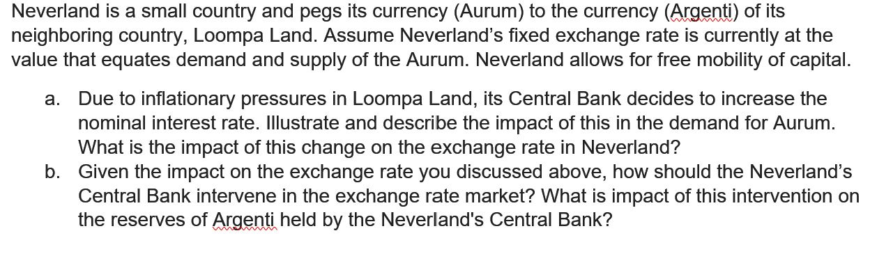 Solved Neverland is a small country and pegs its currency | Chegg.com