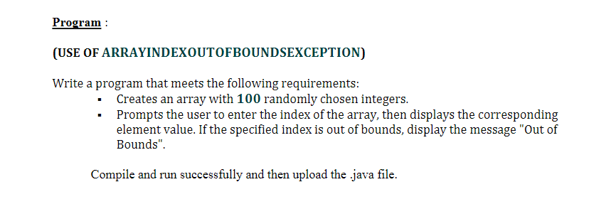 Solved Program Use Of Arrayindexoutofboundsexception