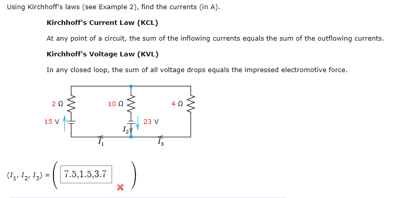 Solved Using Kirchhoff's laws (see Example 2), find the | Chegg.com