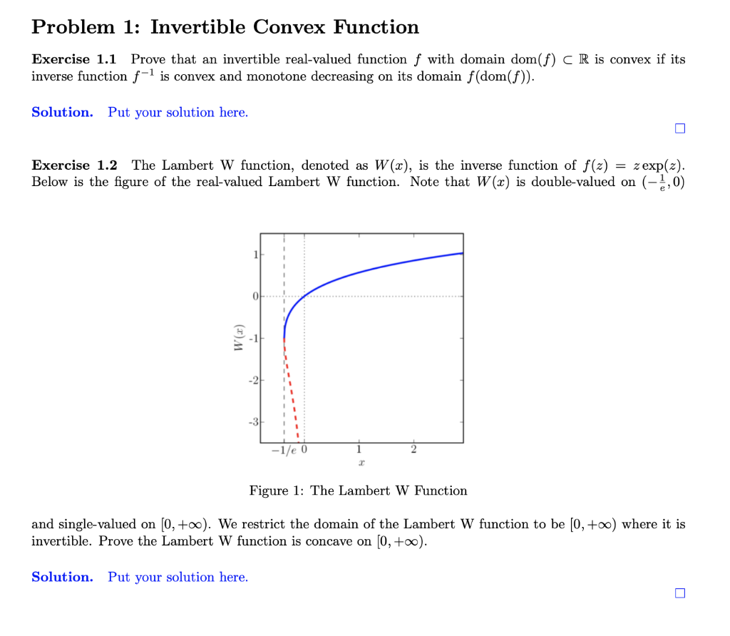 Problem 1: Invertible Convex Function Exercise 1.1 | Chegg.com