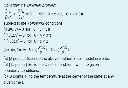 Solved + Consider the Dirichlet problem au au = 0 for 0 | Chegg.com