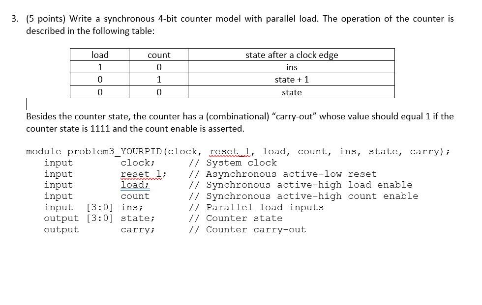 Solved 4. (5 points) Using the counter you wrote in Problem | Chegg.com