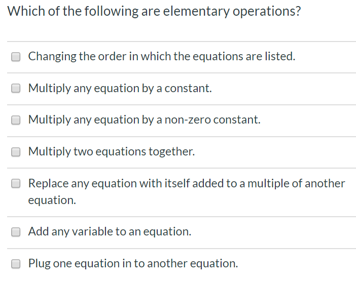 Solved Which of the following are elementary operations? | Chegg.com