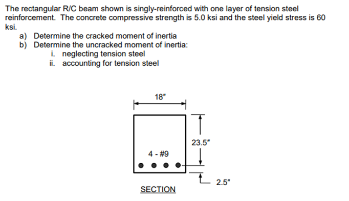 Solved The rectangular R/C beam shown is singly-reinforced | Chegg.com