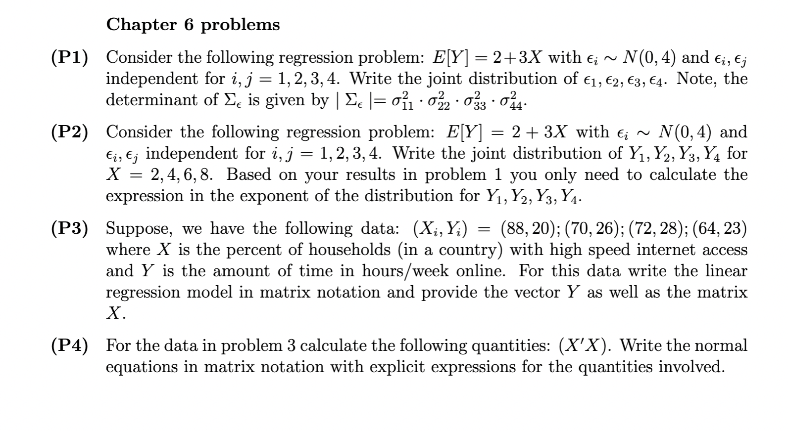 Solved (P1) Consider the following regression problem: | Chegg.com