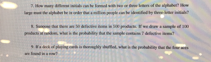 Solved 7. How many different initials can be formed with two | Chegg.com