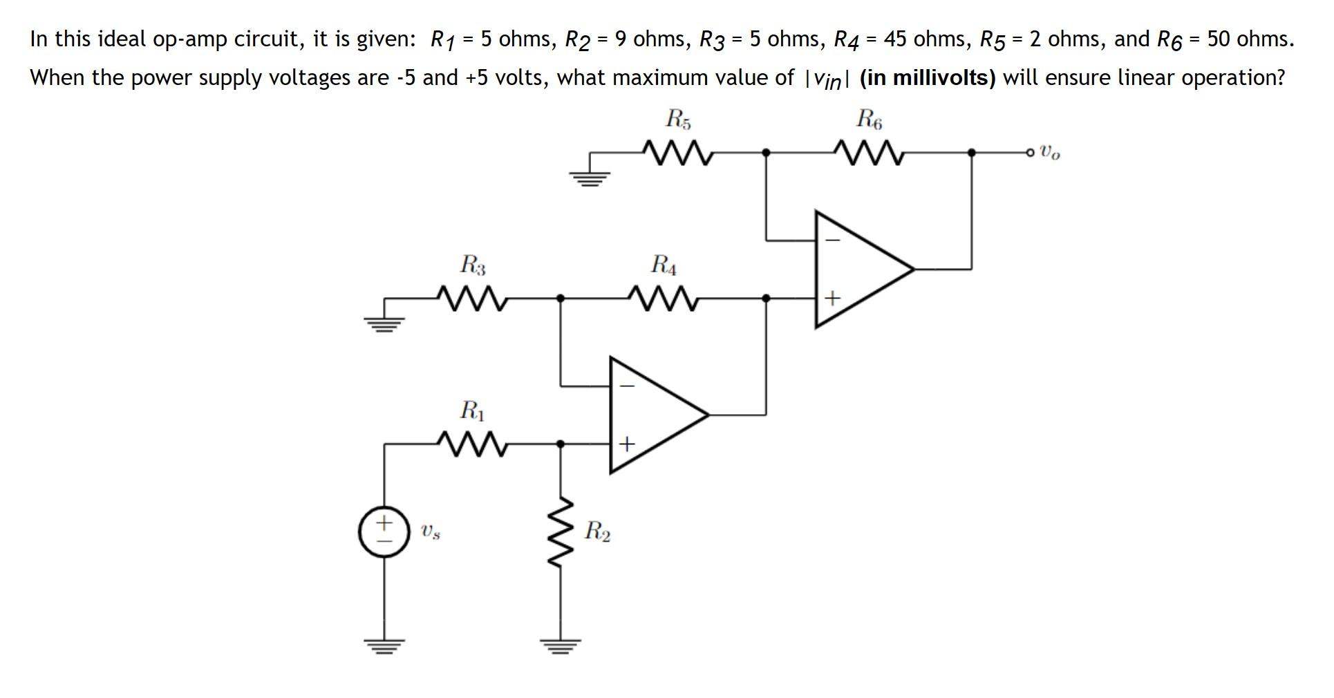 Solved In this ideal op-amp circuit, it is given: R1=5 ohms, | Chegg.com