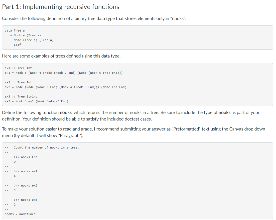 Part 1: Implementing recursive functions Consider the | Chegg.com