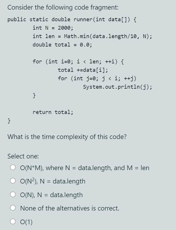 Solved Consider the following code fragment: public static | Chegg.com
