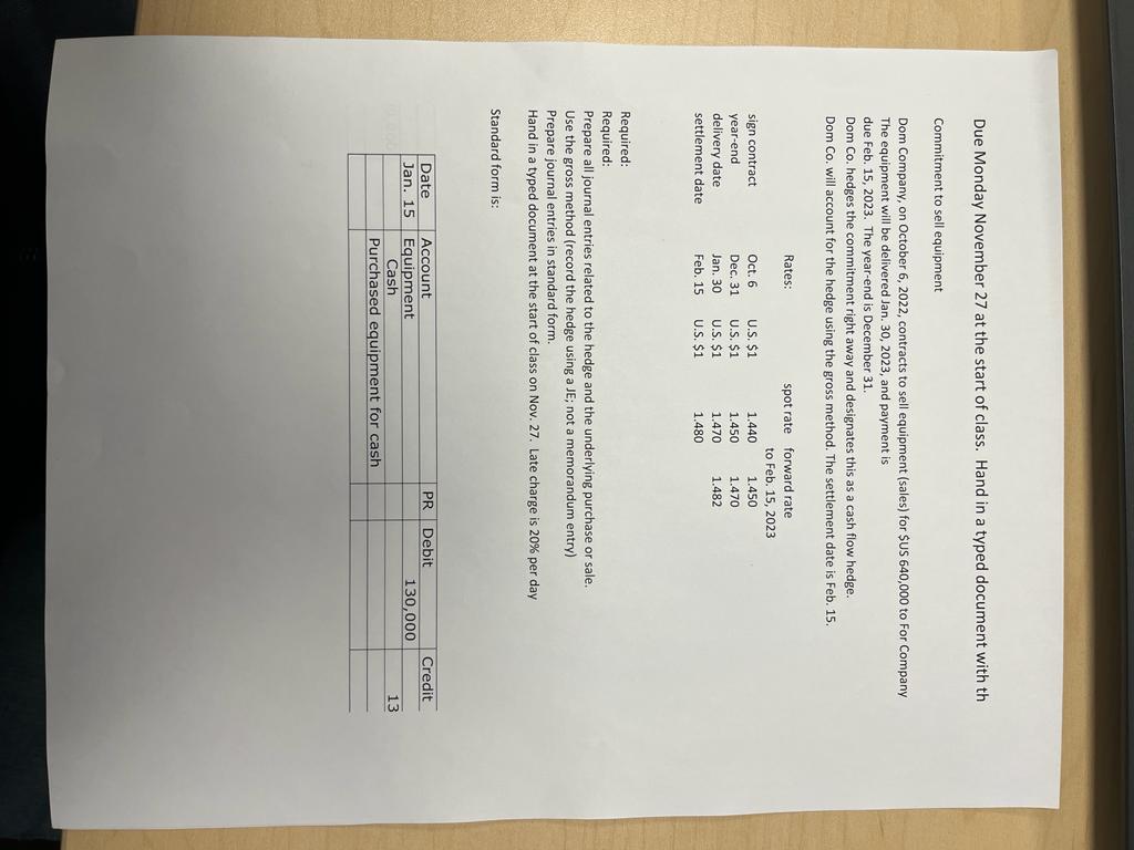 Solved Due Monday November 27 at the start of class. Hand in | Chegg.com