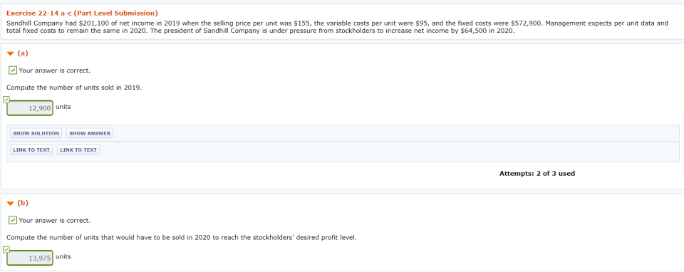 Solved Exercise 22-14 a-c (Part Level Submission) Sandhill | Chegg.com