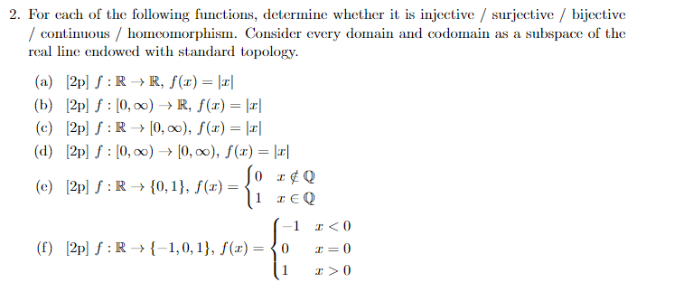 Solved For each of ﻿the following functions, determine | Chegg.com