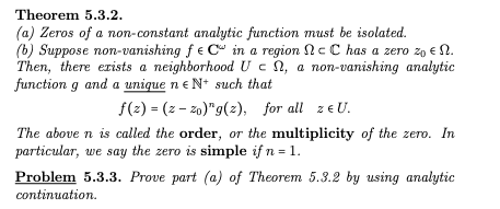 Solved Theorem 5.3.2. (a) Zeros of a non-constant analytic | Chegg.com