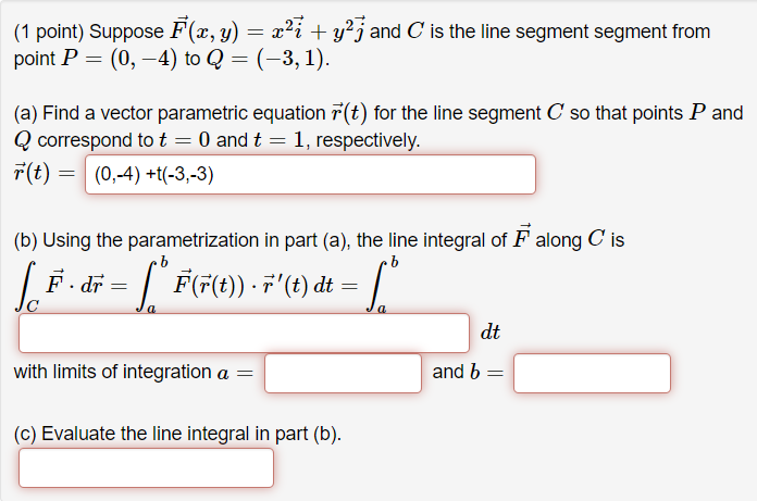 Solved (1 ﻿point) ﻿Suppose vec(F)(x,y)=x2vec(i)+y2vec(j) | Chegg.com