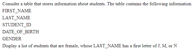 Solved Consider a table that stores information about | Chegg.com