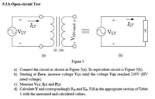 Solved 5.3.b Open-circuit Test a) Connect the circuit as | Chegg.com