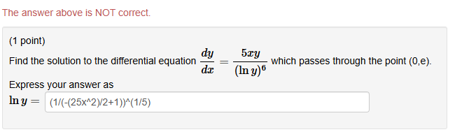 Solved The answer above is ﻿NOT correct.(1 ﻿point)Find the | Chegg.com