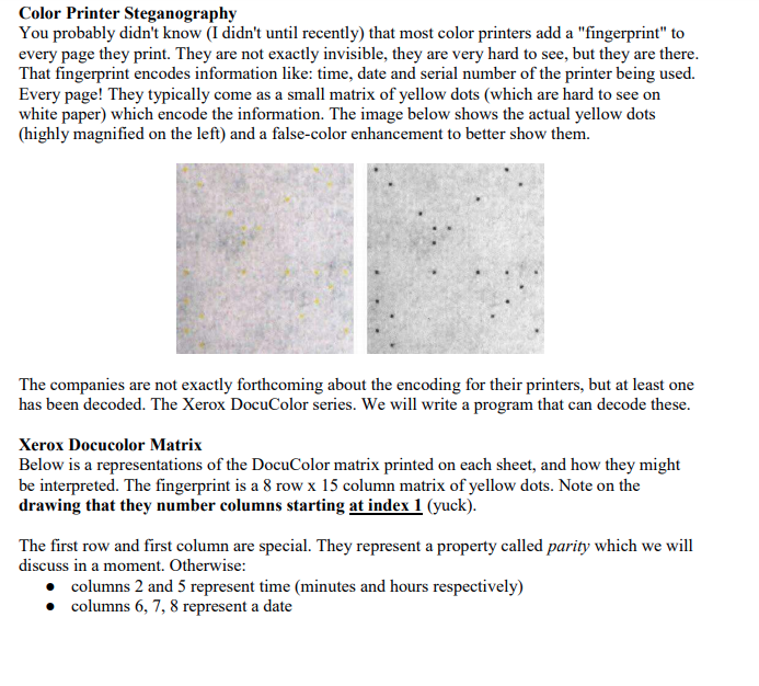 Color Printer Steganography You probably didn't know | Chegg.com