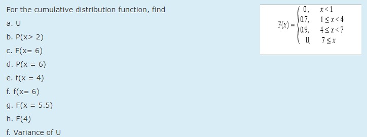 Solved For the cumulative distribution function, finda. | Chegg.com