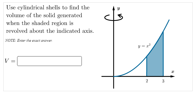 Solved Use cylindrical shells to find the volume of the | Chegg.com